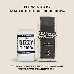 Bizzy Cold Brew Coffee | Decaf Blend | Water Process | Coarse Ground Coffee | Micro Sifted | Specialty Grade | 100% Arabica | 1 LB
