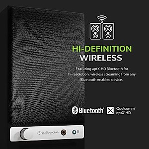 Audioengine HD3 Wireless Speakers with Bluetooth - 60W Powered Computer Speakers for Desktop Monitor and Home Music System with aptX HD Bluetooth, AUX, USB, RCA, 24-bit DAC (Black, Pair)