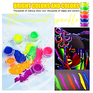 Beteligir 6 colors Neon Pigment Eyeshadow Powder, FindinBeauty UV Glow Blacklight Mixed Bright True Colors Eye Shadow Pigments, Neon Pigment Eyeshadow Powder for Christmas Face Body Makeup