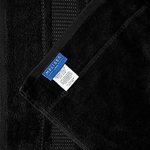 Melissa Linen, 2 Piece Hand Towel Set, 100% Turkish Cotton Face Hand Towels for Bathroom, 20 in x 35 in, Absorbent, Quick Dry, Durable and Soft, Spa and Hotel Quality, Jet Black