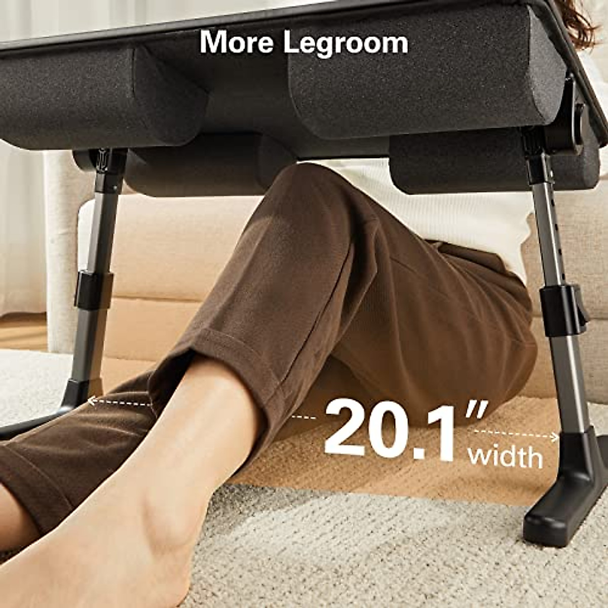 HUANUO Laptop Bed Desk, Computer Lap Tray for Couch Sofa Floor, Foldable Table with Height Adjustment & 35° Adjustable Tilt Angle for Working, Eating, HNLD19