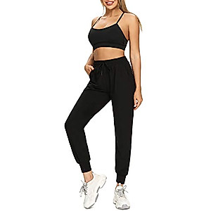 FULLSOFT Sweatpants for Women-Womens Joggers with Pockets Lounge Pants for Yoga Workout Running Black
