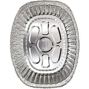 Nicole Fantini Disposable Oval Roasting Pan - Durable Turkey Roaster Pans Extra Large, Heavy-Duty Aluminum Foil, Deep, Oval Shape for Chicken, Meat, Brisket, Roasting, Baking, Recyclable: 10 Pans