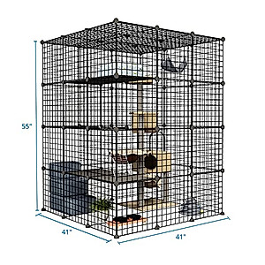 Eiiel Outdoor Cat House Cat Cages Enclosure with Super Large Enter Door, Balcony Cat Playpen with Platforms,DIY Kennels Crate Large Exercise Place Ideal for 1-4 Cats