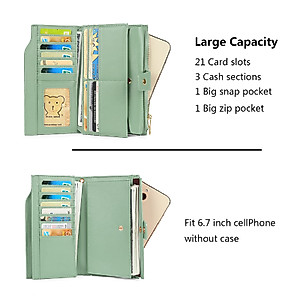 Uromee Wallet Women Vegan Leather RFID Blocking Large Ladies Wristlet Purse Card Holder Organizer Clutch