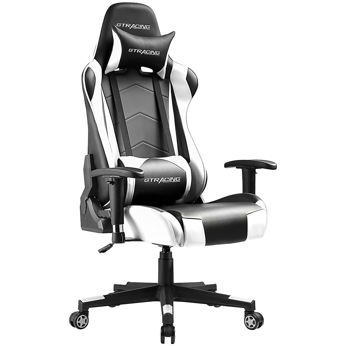 GTRACING Gaming Chair Racing Office Computer Ergonomic Video Game Chair Backrest and Seat Height Adjustable Swivel Recliner with Headrest and Lumbar Pillow Esports Chair (White)
