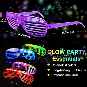 50 Pack LED Glasses New Years Light Up Party Glasses New Years Eve Glow In The Dark Party Supplies Shutter Shades Neon Flashing Glasses Carnival Sunglasses New Years Birthday Wedding Party Favors Toys