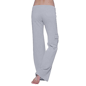 Boho Harem Pants Women High Waist Stretch Cargo Pants for Women Casual Military Army Cargo Combat Work Pants with Pockets Bootcut Trousers Gray M