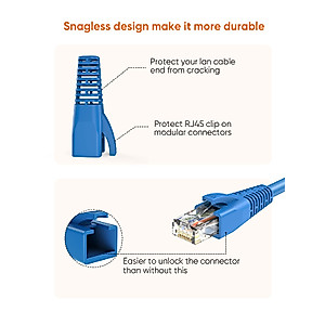 CableCreation RJ45 Ethernet Network Cable Strain Relief Boot 50-Pack Fits CAT5 CAT5E CAT6 CAT6A, RJ45 Color Coded Cable Connector Plug Cover for Various Diameter LAN Cable, Blue