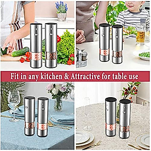 Electric Salt and Pepper Grinder Set - USB Rechargeable - No Battery Needed Modern Style - Automatic Black Peppercorn & Sea Salt Spice Mill Set with Adjustable Coarseness & LED Light Refillable