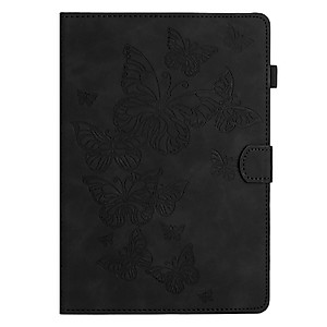 SLLMYYX Case for Samsung Galaxy Tab A8 10.5 Inch SM-X200 2021 Release, Many Butterflies PU Leather Slim Folio Adjustable Stand Tablet Cover Case (Black)