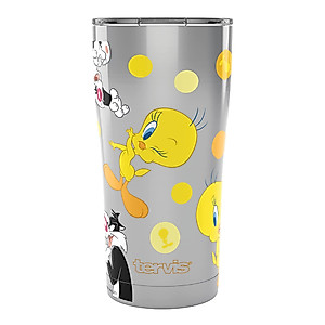 Tervis Warner Brothers Tweety 80th Anniversary Triple Walled Insulated Tumbler Travel Cup Keeps Drinks Cold & Hot, 20oz Legacy, Stainless Steel, 1 Count (Pack of 1)