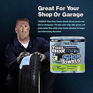 Sellars 54483 Toolbox Shop Towels 3-Pack, 11" Length x 9.4" Width, Blue (1 Packs of 3 Rolls, 55 Sheets per Roll)