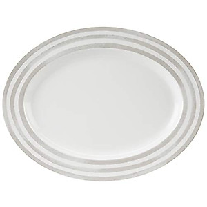 Kate Spade New York Charlotte Street 16" Oval Platter, 3.35 LB, Taupe/Grey