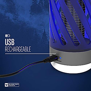 Skeeter Hawk Rechargeable Indoor Outdoor Bug Zapper Light, Fly Zapper, Mosquito Killer, Portable Bug Zapper for Flies, No See Ums, Gnats, 150 Lumens, Black