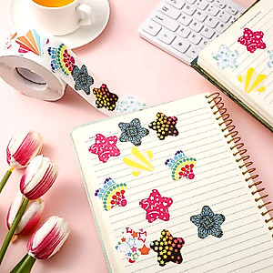 1000 Pcs Stars Stickers for Kids Reward Stickers Colorful Star Adhesive Label Stickers Funky Sticker Rolls Student Awards Incentives Preschool Art Toys for Boys Girls Teachers Classroom Party Supplies