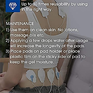 TENS/EMS Unit Replacement Pads NURSAL 20 Pack 3.5mm Snap Electrode Pads for Electrotherapy (Not Fit NURSAL Blue Tens) Reuse More Than 30 Times, Compatible with Belifu, AVCOO, MEDVICE TENS Machine