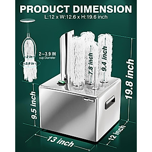 WantJoin Wine Glass Polisher Machine - 5 Brushes 330 Cups/Hour Commercial Electric Automatic Dryer with 304 Stainless Steel, 100% Cotton, 1300W High Power, 136°F Air Drying for Bar Restaurant Kitchen