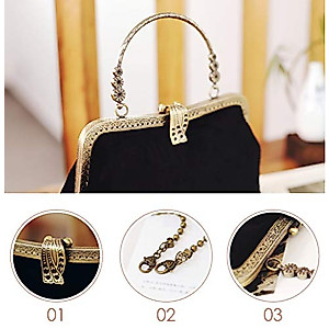 Jan&Dee Women Silk Velvet Evening Handbag Party Bridal Clutch Purse Shoulder Cross Body Bag Top Handle