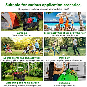 Towallmark Collapsible Folding Outdoor Camping Wagon, Park Utility Wagon Picnic Camping Cart with 8" All Terrain Wheels, Iron Folding Table top, 4 Plate mats