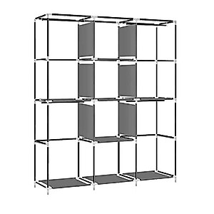 YOUUD Wardrobe Storage Closet Clothes Portable Wardrobe Storage Closet Portable Closet Organizer Portable Closets Wardrobe Closet Organizer Shelf Wardrobe Clothes Organizer Standing Closet Gray…