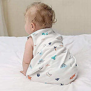 DaysU Cotton Baby Wearable Blanket, Sleeveless Baby Sleep Sack with One-Way Zipper, Embroidered and Printed Baby Wearable Blanket for Newborn Baby Boys 18-24 Months, 2-Pack, Blue Dinosaur