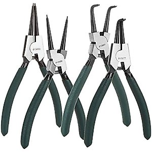4 Pack 7 inch Snap Ring Pliers Set Heavy Duty Internal/External Circlip Pliers Kit with Straight Bent Jaw Precision Spring Loaded Pliers for Ring Remover Retaining (Green)