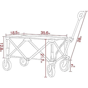 Portal Collapsible Folding Wagon, Push Pull Foldable Beach Wagon Cart with All-Terrain Wheels, Heavy Duty Utility Grocery Wagon for Outdoor Camping Garden Sport Shopping, Holds 225 lbs, Grey/Orange