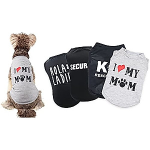4 Packs Boy Dog Shirts Small Dog Boy Clothes Tshirts for Puppy Boys Male Black Dog Clothes for Small Dogs Boy