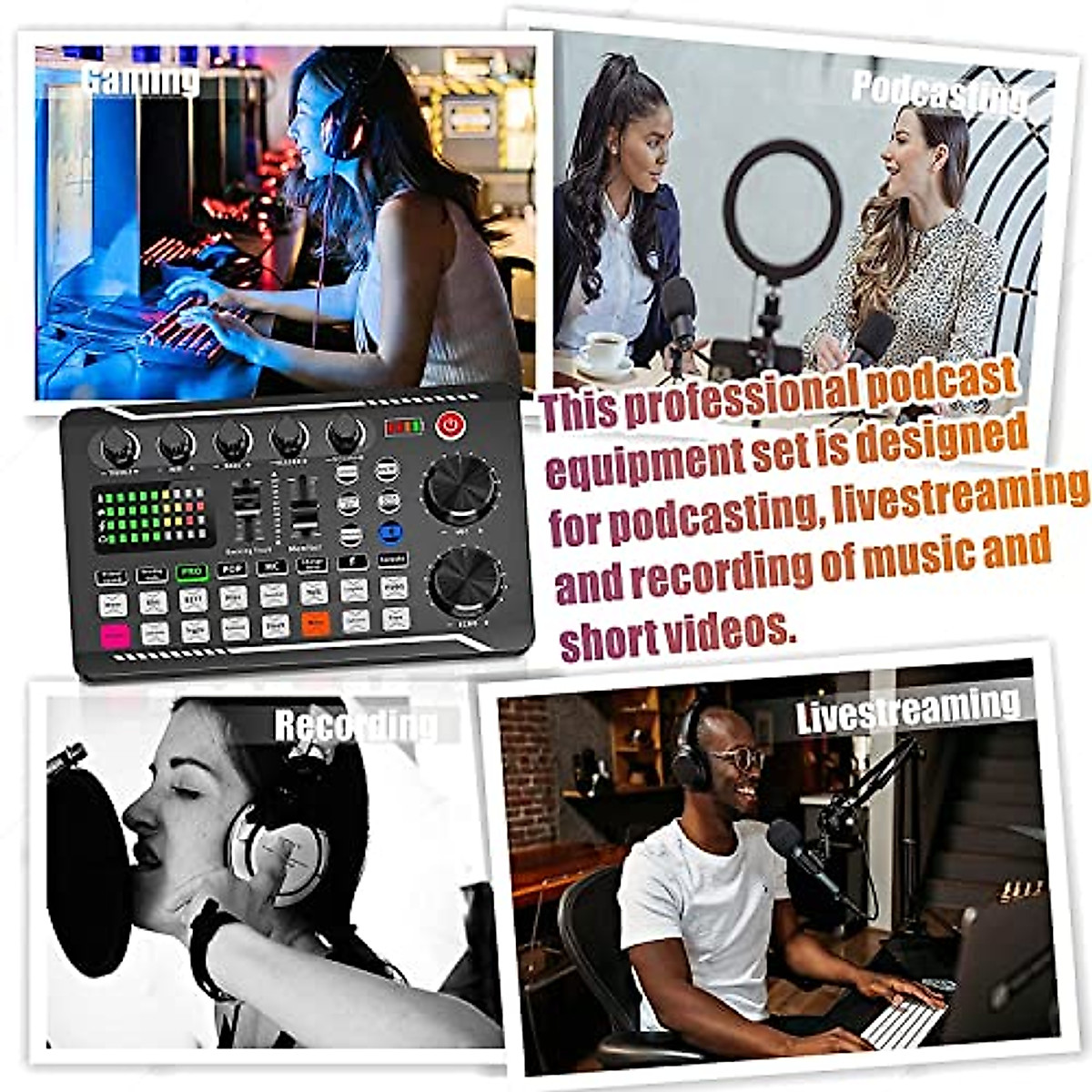 SINWE Podcast Microphone Bundle, BM-800 Condenser Mic with Live Sound Card Kit, Podcast Equipment Bundle with voice changer and Mixer functions for PC Smartphone Studio Recording & Broadcasting