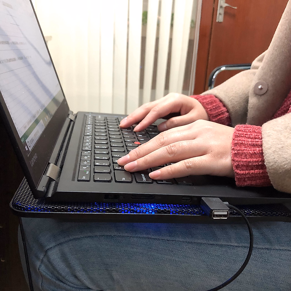 AICHESON Laptop Cooling Pad 2 1000RPM Fans Portable Computer Cooler, Blue LEDs, S007