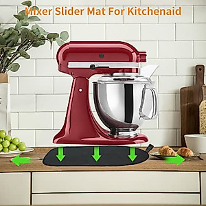 Owowong Sliding Mat for Kitchenaid Mixer, Mixer Mover Slider Pad 4.5-5 Qt Tilt-Head Stand Kitchen Appliance Mat, Aid Accessories with Black Cord Organizer, 4.5-5Qt Mat＋ Black Cord Organizer