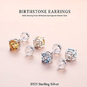 Ursilver Topaz Earrings for Women - Sterling Silver Birthstone Earrings 0.8CT White Topaz Diamond Birthstone Stud Earrings Birthday April Birthstone Jewelrys Gifts for Women