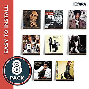 Ilyapa Wood Vinyl Record Shelf Wall Mount, 8 Pack - Espresso Record Album Holder Display Your LP