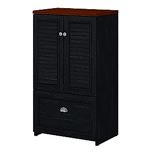 Bush Fairview 41.69-Inch H Storage Cabinet with 3 Shelves, Antique Black/Hansen Cherry (WC53980-03)