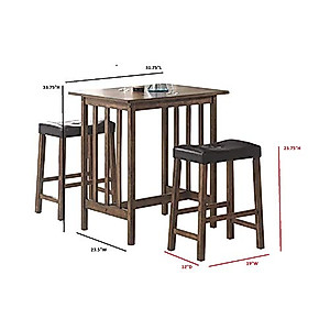 Coaster Furniture 3 Pc Counter Height Set Brown/Black 130004