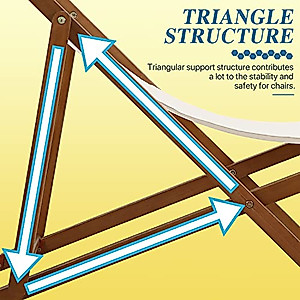 Beach Sling Chair Set Outdoor Lounge Chairs Set of 2 Pack Patio Furniture Portable Folding Reclining Wooden Adjustable Frame Solid Eucalyptus Wood with White Polyester Canvas 3-Position