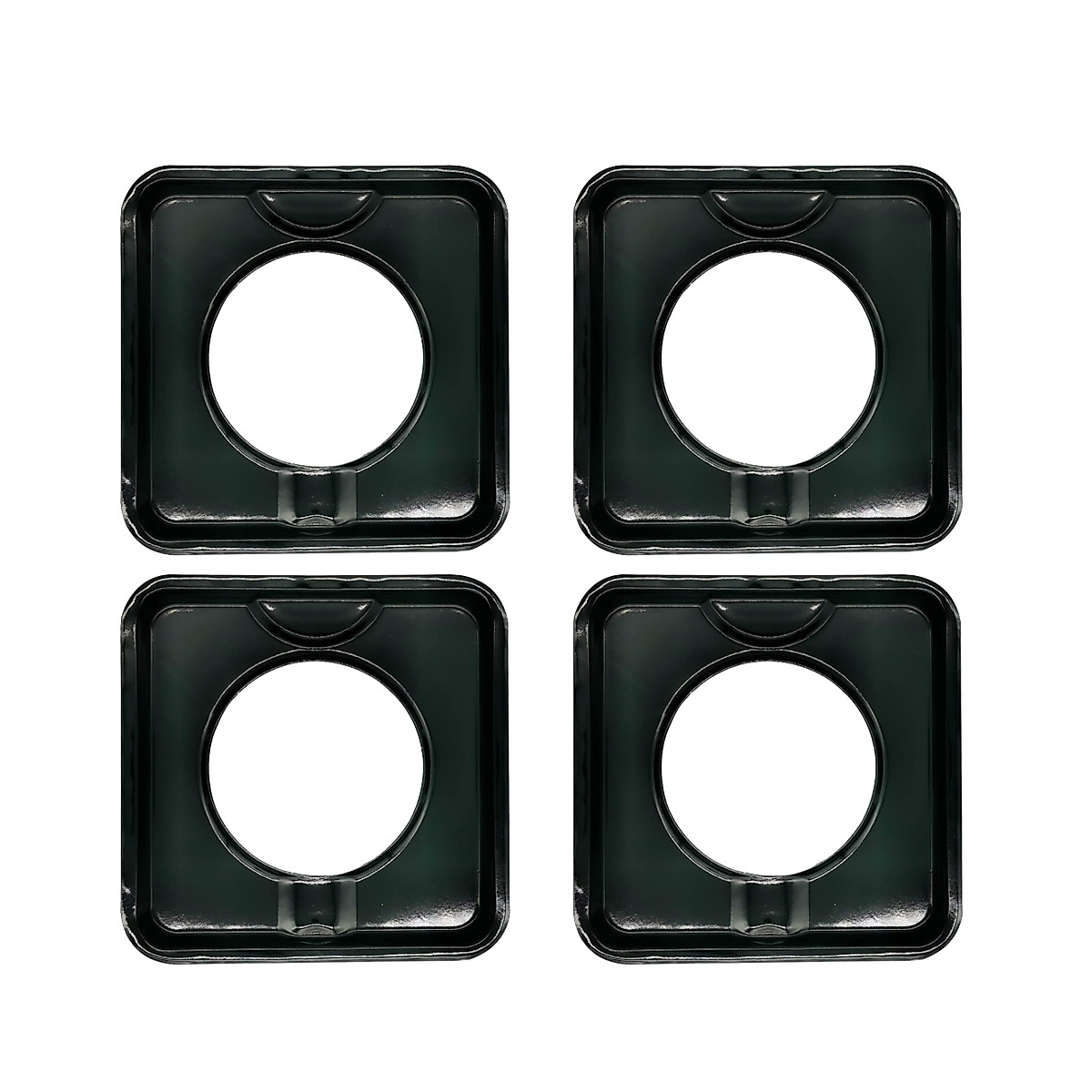 Amazinpure SGP-400 4 Pack Replacement Black Porcelain Square 7.75" x 7.75" Gas Range Drip Pan Replaces 786333 PS11744751 WP786333 AP6011553