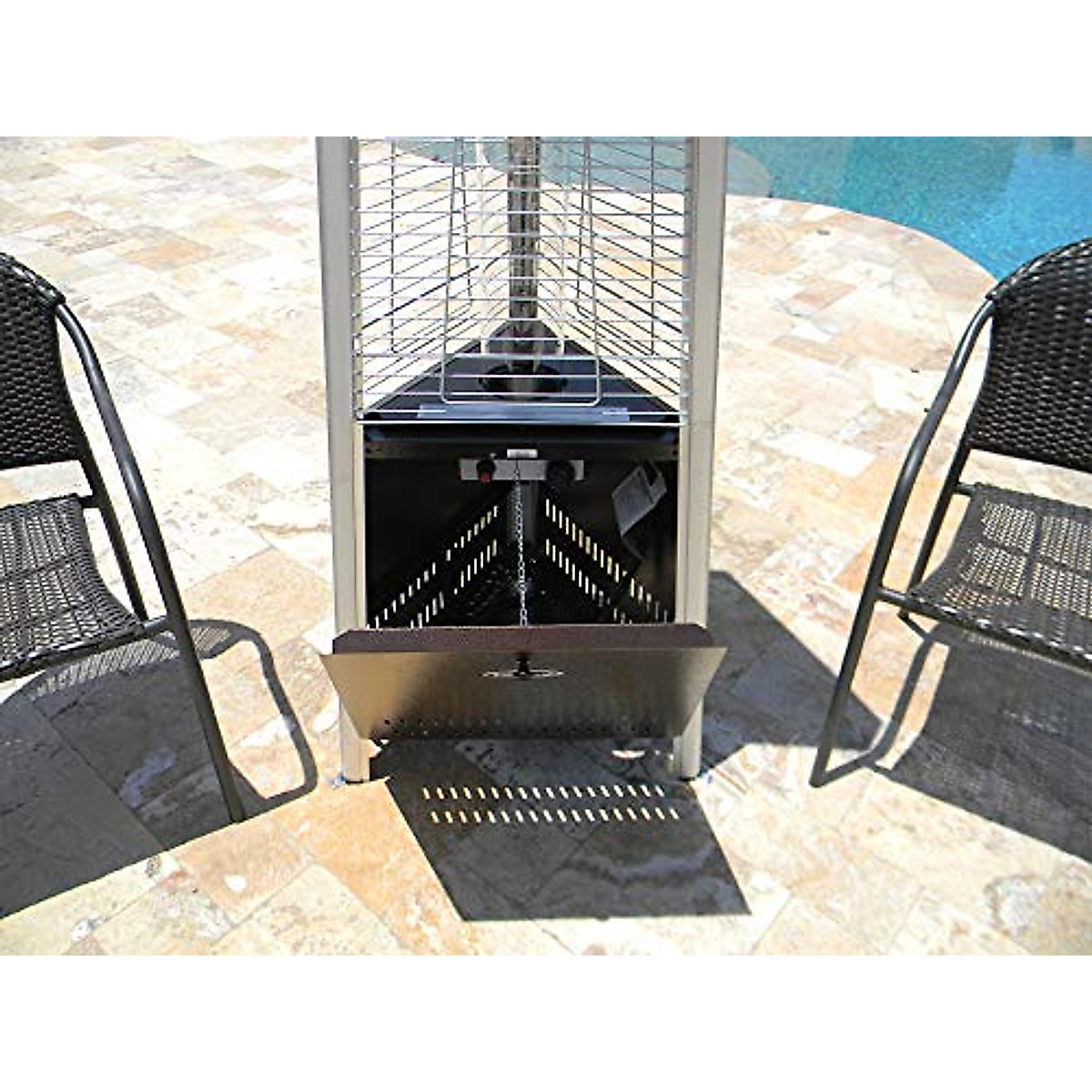 Hiland HLDS01-MGTHG Quartz Glass Tube Patio Heater w/Wheels, 40,000 BTU, Pyramid, Hammered Bronze