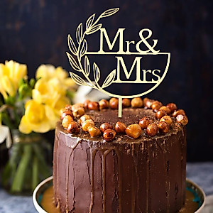 Mr and Mrs Cake Toppers，Cake Toppers for Wedding，Mirrored Gold Acrylic， Bride and Groom Cake Toppers，Wedding, Bridal Shower, Engagement, Anniversary Cake Decorations。