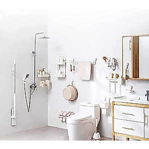 Urbanstrive Heavy Duty Suction Cup Corner Shower Caddy, Sleek Bathroom Shower Basket for Shampoo, Conditioner, Shower Rack for Bathroom, Drill-Free, Removable, White