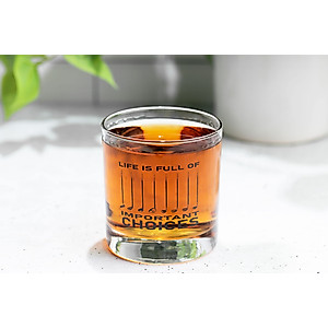 JEM GLASS Life is Full of Important Choices - Golf Whiskey Glasses - Set of 2 - Dishwasher Safe Print - Funny Golf Presents for Men, Women, Dad, Mom, Husband, Wife, Him, and Her