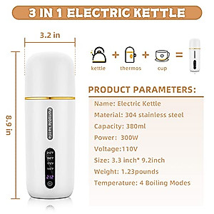 GearRoot Travel Portable Electric Kettle, 380ml Mini Electric Tea Kettle Water Boiler, One Cup Electric Hot Water Kettle, Fast Boil and Auto Shut Off Hot Water Boiler