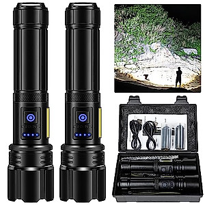 Kicoeoy Rechargeable Flashlights High Lumens, Led Flashlight 990000 Lumens Bright Flash Light with 7 Modes, Flashlights for Camping, Home, IPX7 Waterproof (2 Pack)