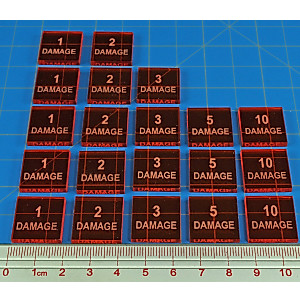 LITKO Numbered Damage Token Set, Fluorescent Amber (20)