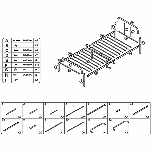 Voilamart Twin Bed with Storage with Headboard and Footboard, Black Metal Platform bed frame No Box Spring Needed,Twin bed frame for Kids