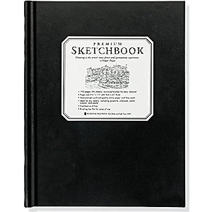 Premium Black Sketchbook - Large (8-1/2 inch x 11 inch, Micro-Perforated Pages)