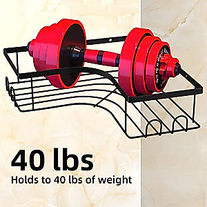 YISUN Corner Shower Caddy,Shower Organizer Corner Stainless Steel Bathroom Shower Caddy No Drilling Shower Shelves Corner with Toothbrush Holder,Soap Holder for Inside Shower,Matte Black