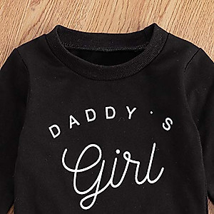 DuAnyozu Infant Toddler Baby Girl Long Sleeve Shirts Daddys Girl Pullover Sweatshirt Tops Fall Outfit Casual Clothes (Black, 12-18 Months)