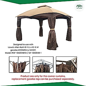 APEX GARDEN 4 Poles Brown Corner Curtain Set for Lowe's 10' x 12' Gazebo Model #GF-12S004BTO / GF-12S004B-1 (Corner Curtains Only) (Dark Brown)